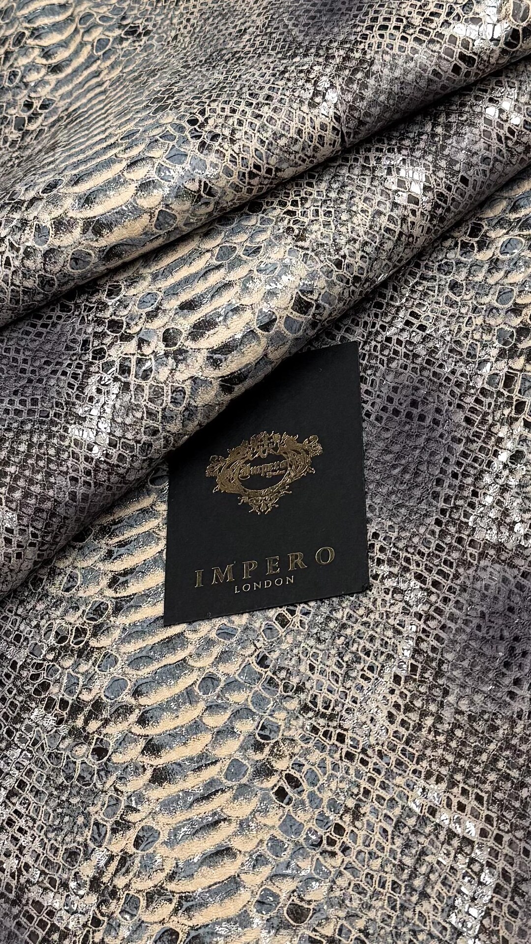 Snake Print Leather Hide – Grey Sand Embossed Lambskin for Footwear ...