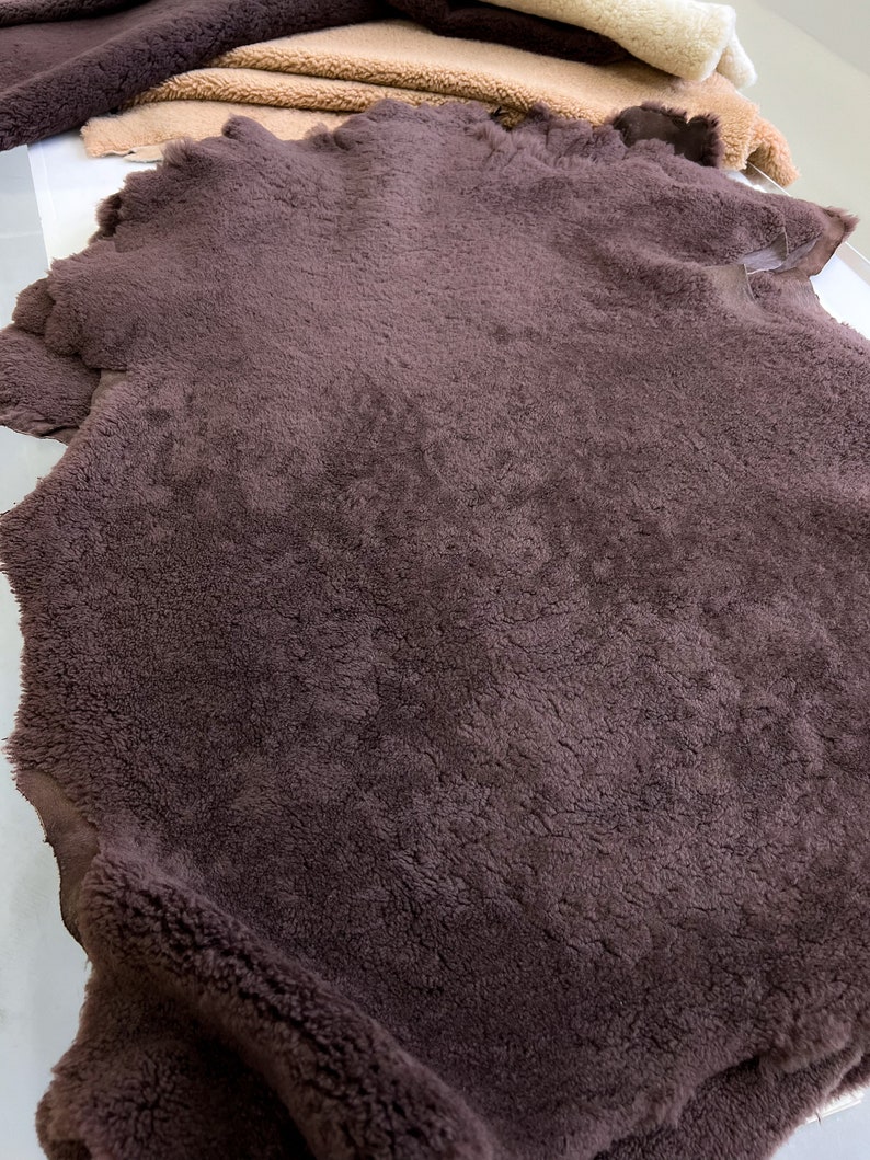 Genuine Australian Sheepskin Chocolate Brown Mocha Boucle Fabric for ...
