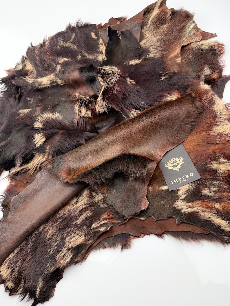 Brown Black Goat Hair Hide Leather – Hair on Goat Skin for Bags Jackets ...