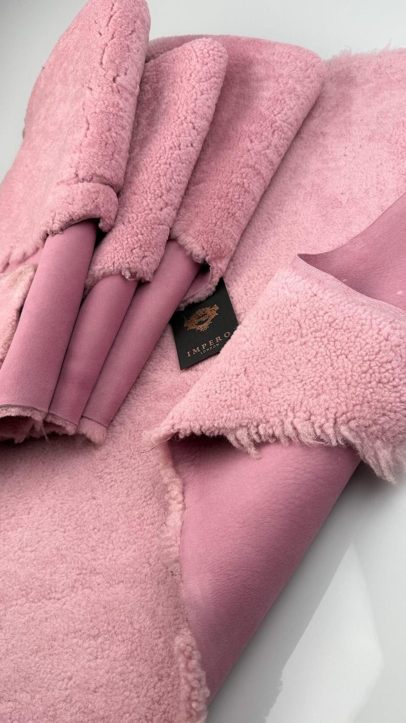 Dusky Pink Double Faced Shearling Hide – Soft Merino Wool Leather for ...