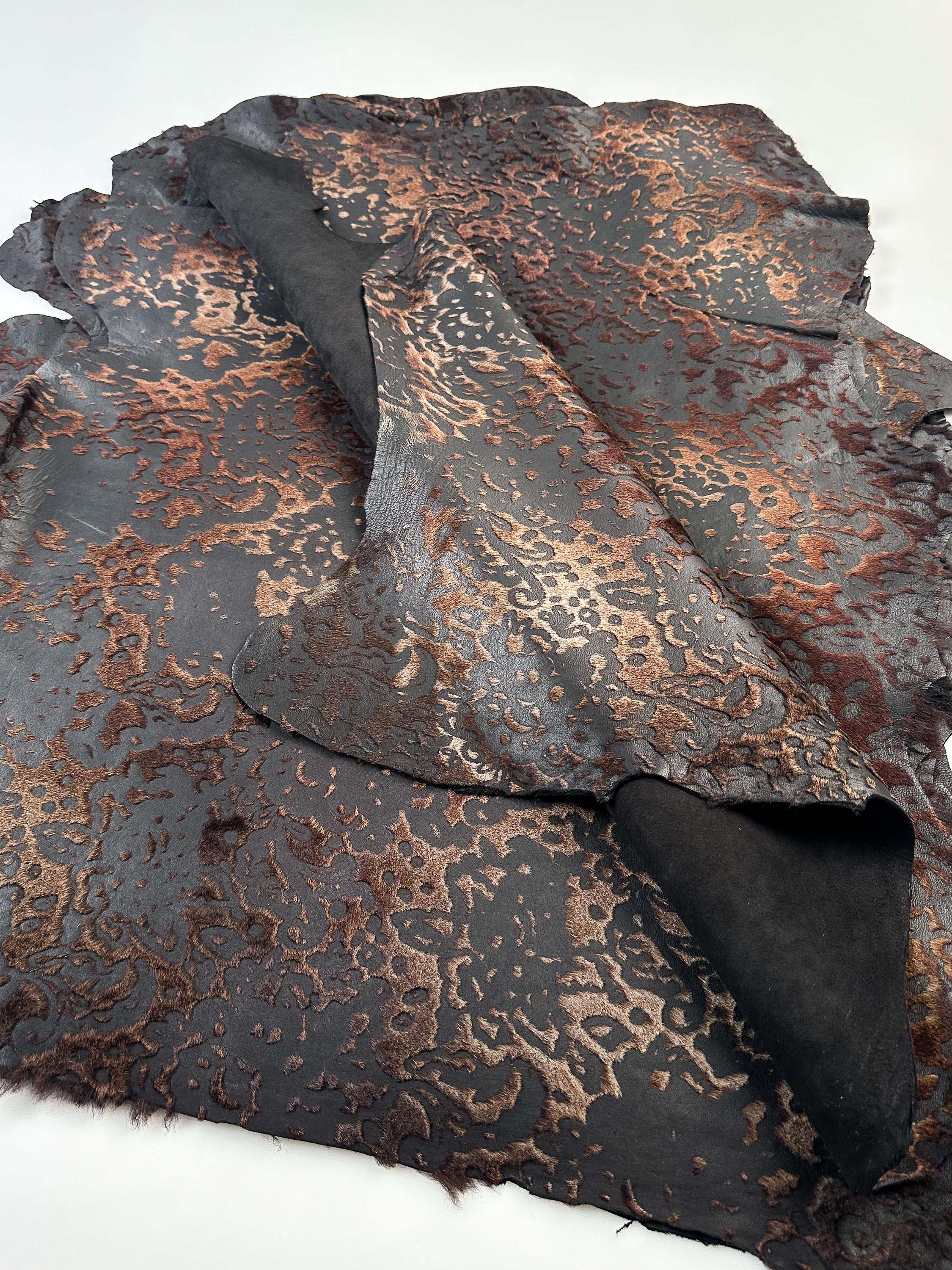 Genuine Calf Hair on Hide - Floral Print Embossed, Laser Etched Leather ...