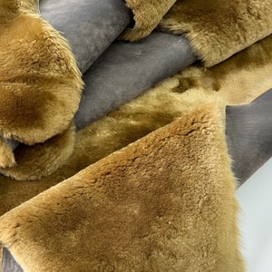 Genuine Tobacco Tan Merino Sheepskin Double Faced Natural Shearling for ...