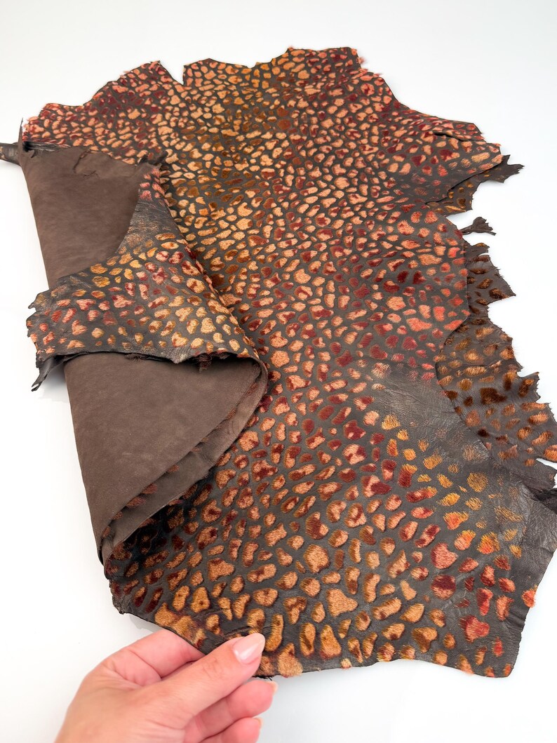 Hair-on Calf Hide | Burnt Orange & Copper Leopard Print | Small ...