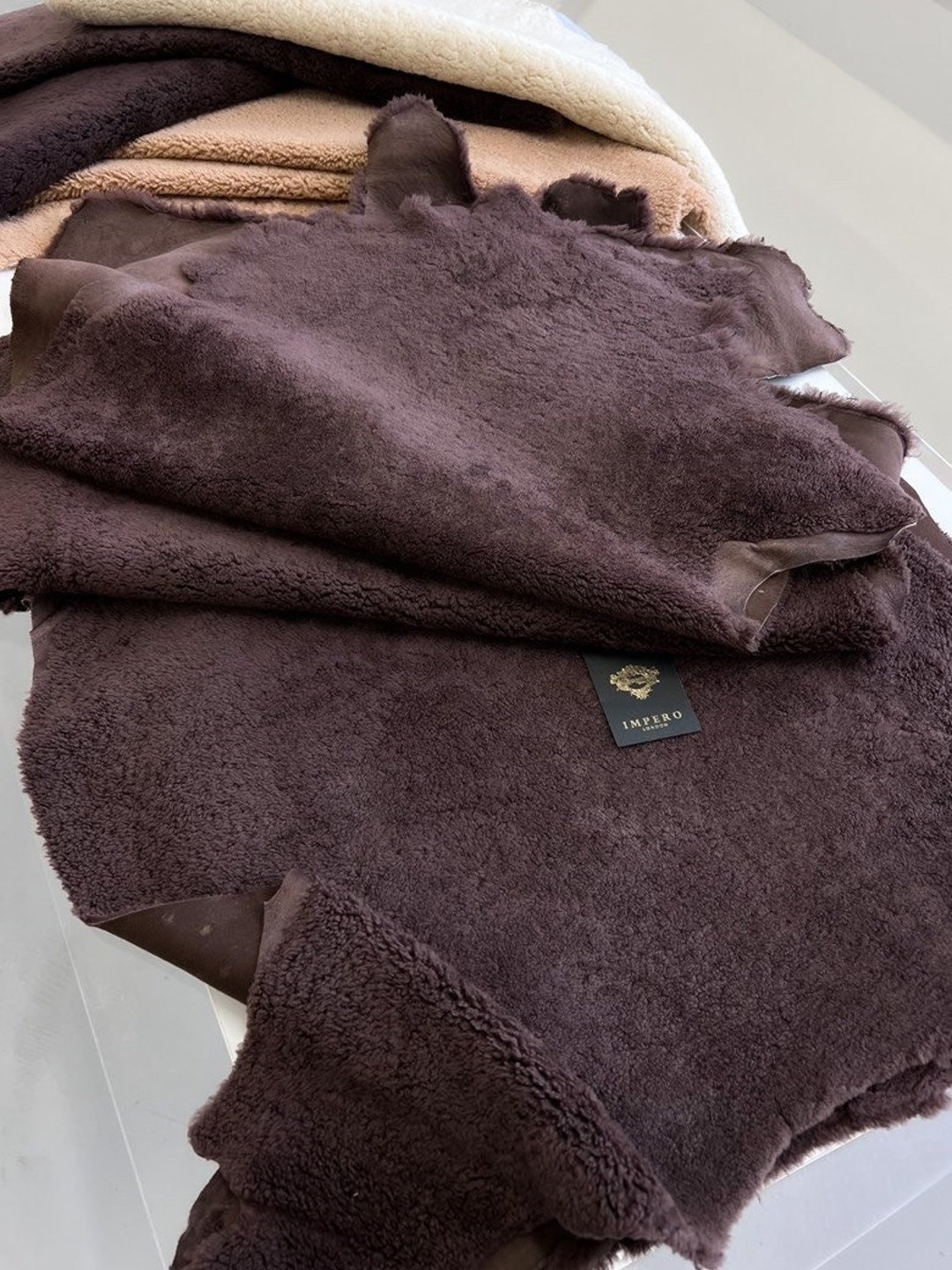 Genuine Australian Sheepskin Chocolate Brown Mocha Boucle Fabric for ...