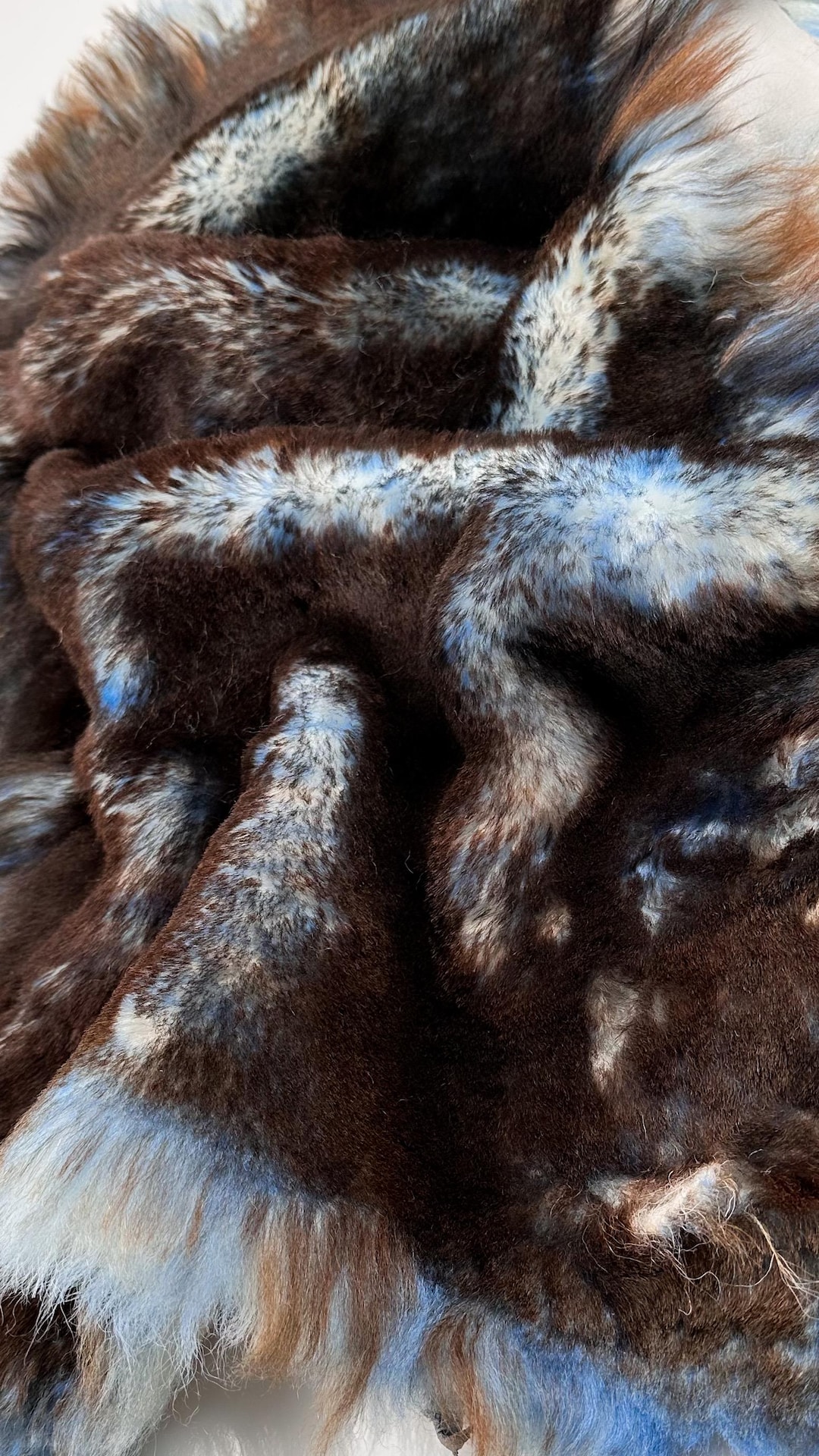 Rare Dyed Genuine Sheepskin Hide Unique Blue & Brown Fur for Costume ...