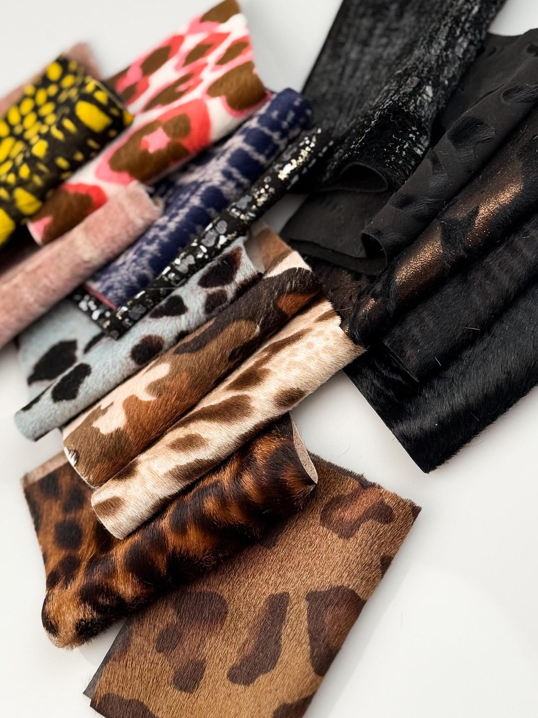 Calf Hide Animal Print Craft Pack – Bright Mixed Colours for Bag Making ...