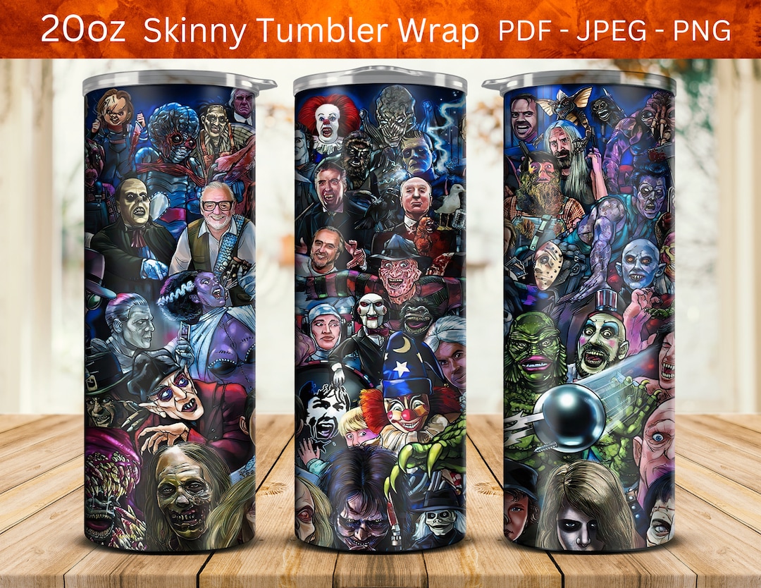 Horror / Halloween-20 Oz Skinny Tumbler Wrap Sublimation Design ...
