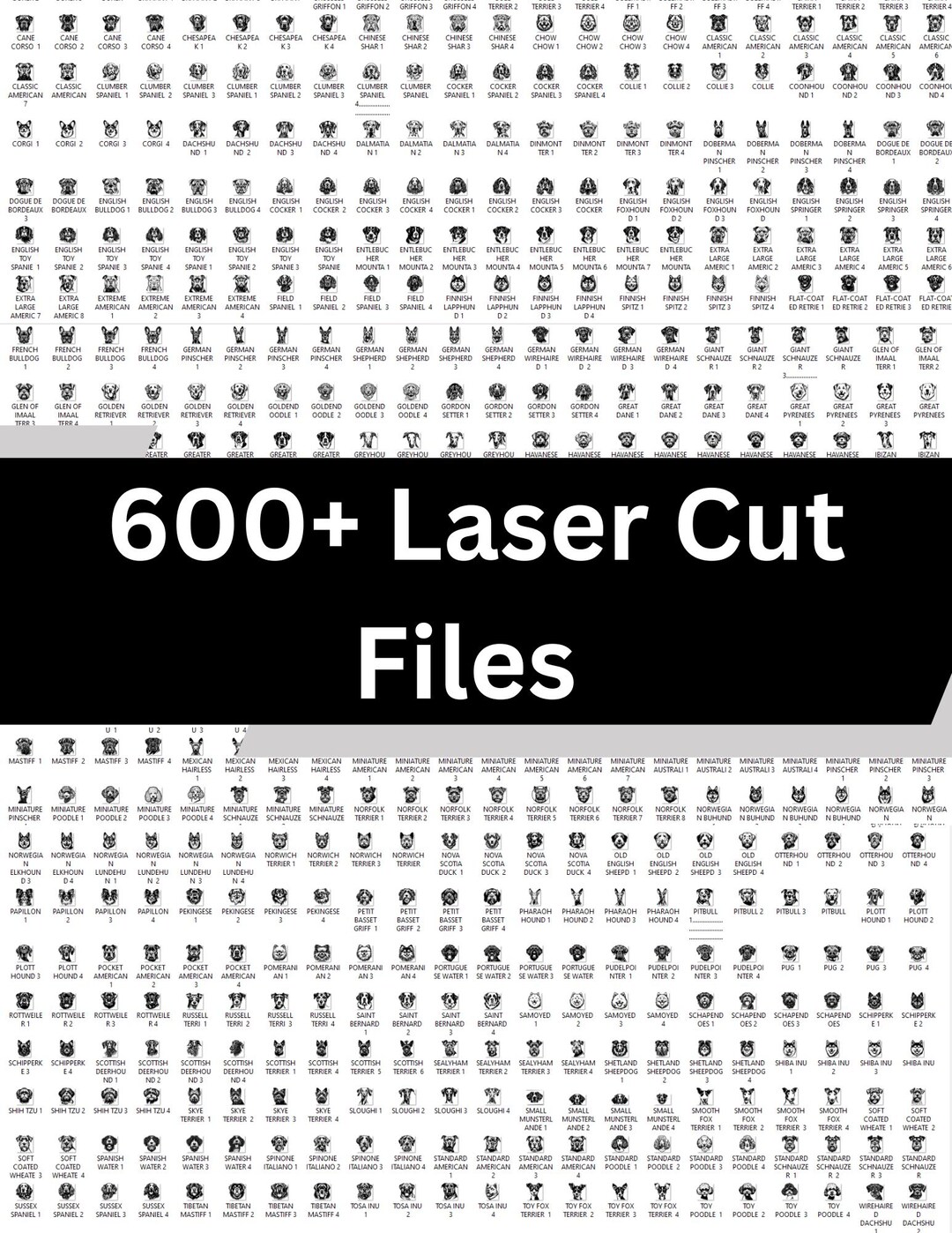 Laser Cut Files 600+ Dog Heads Creative Artwork Complete Breeds - SVG ...