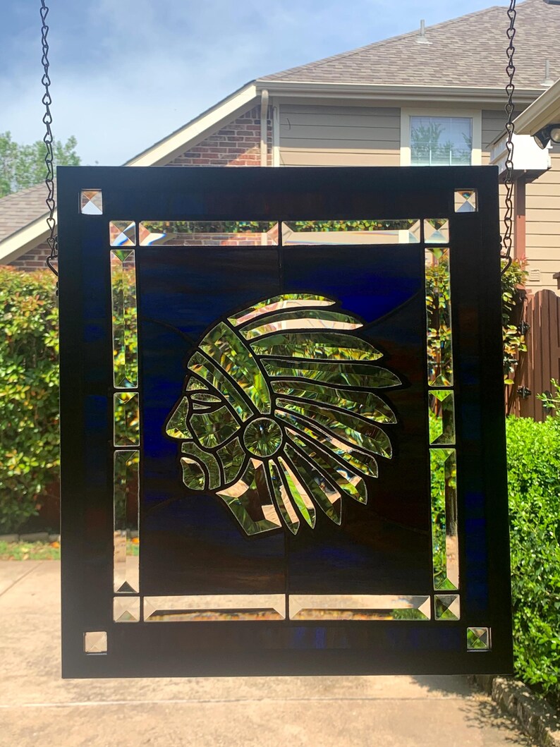 Native American Beveled Stained Glass Window - Etsy