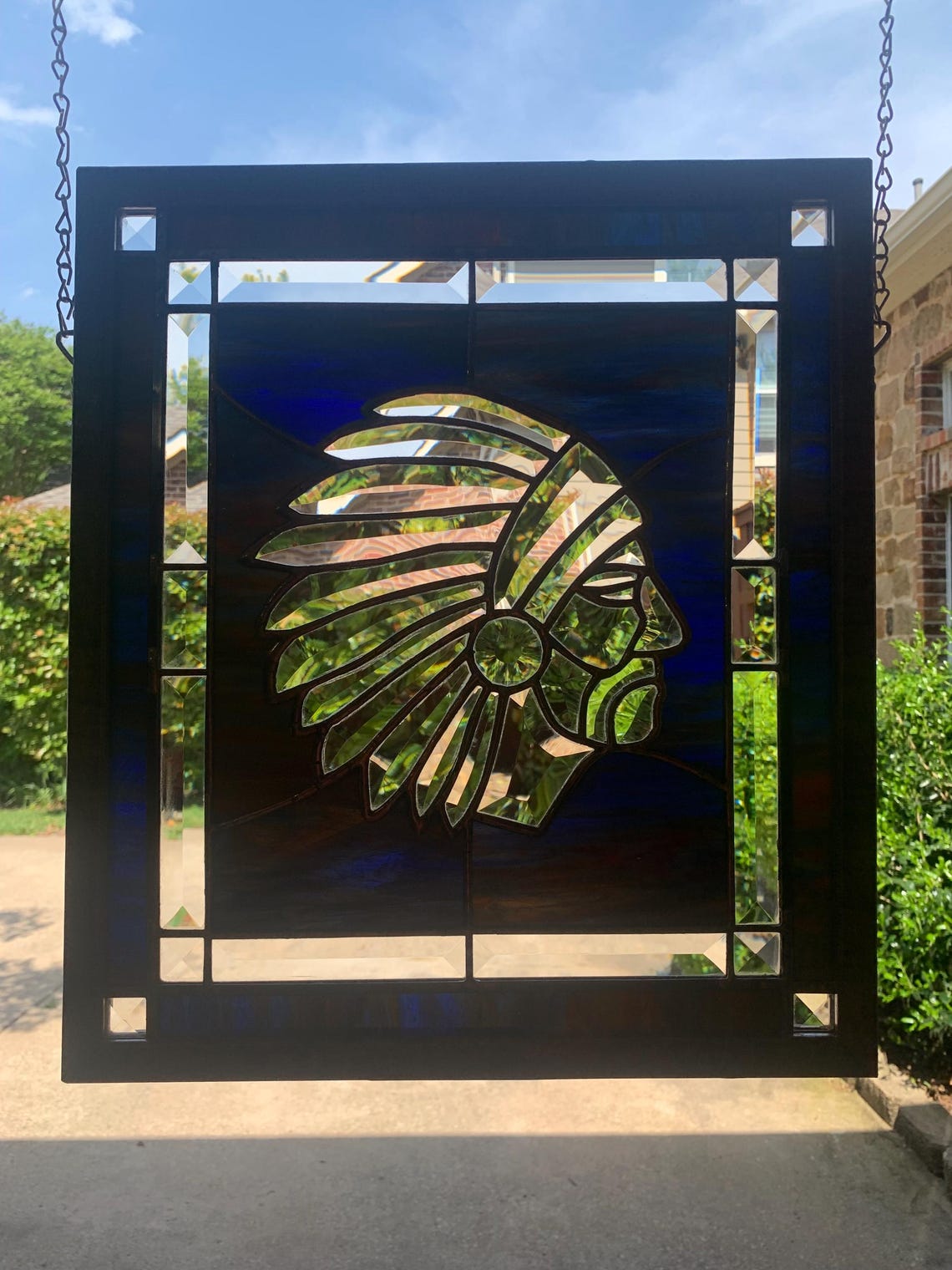 Native American Beveled Stained Glass Window - Etsy