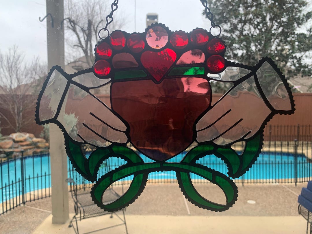 Irish / Celtic Claddagh Stained Glass - Etsy