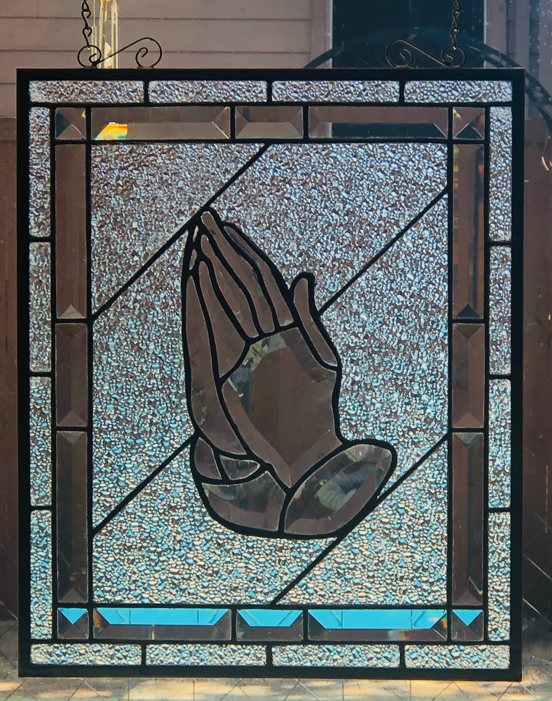 Praying Hands Beveled Stained Glass - Etsy