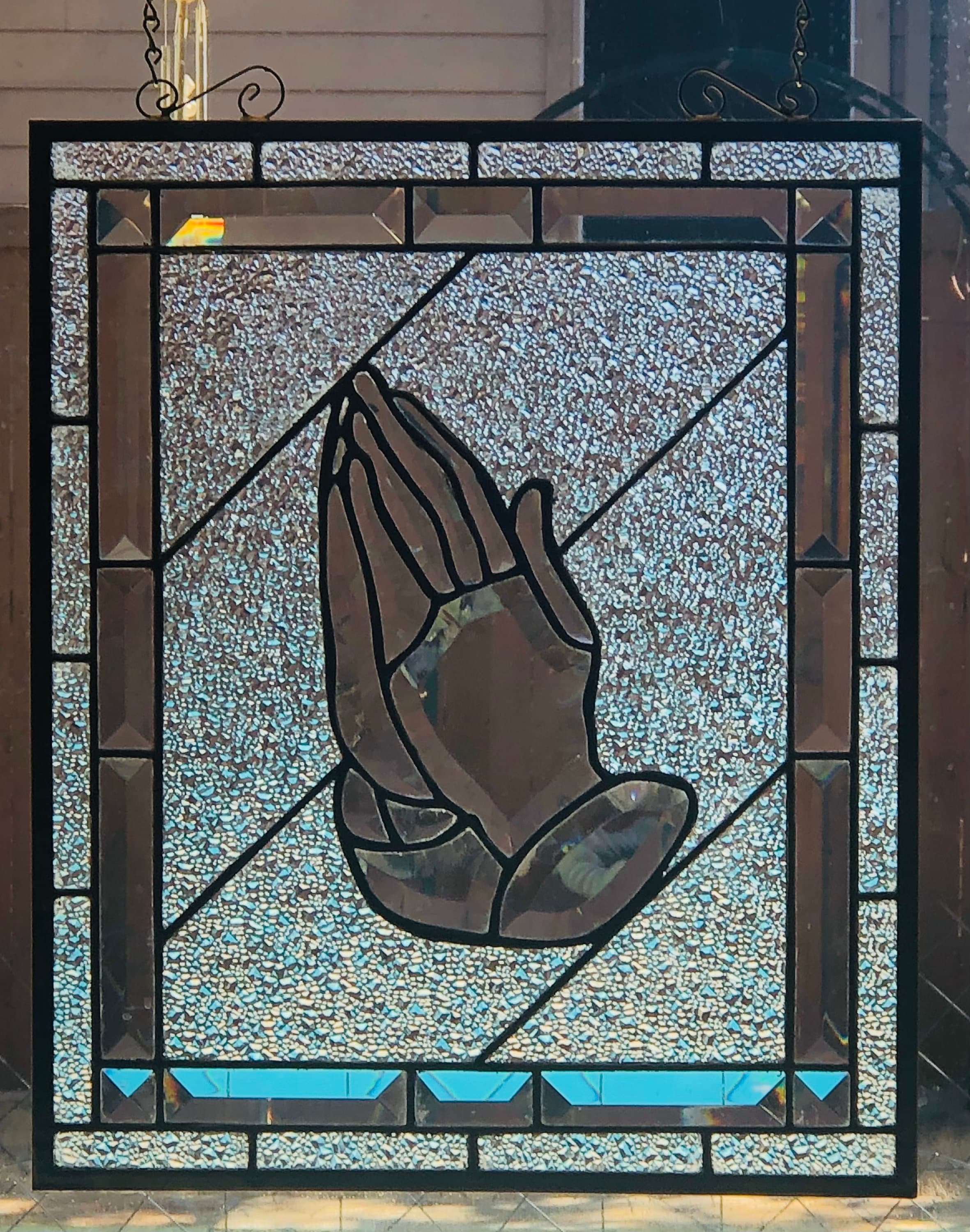 Praying Hands Beveled Stained Glass - Etsy