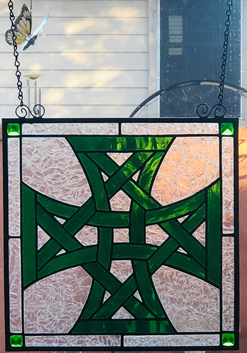 Celtic Cross Stained Glass 12”x12” - Etsy