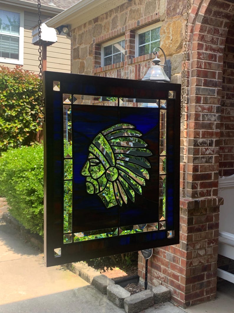Native American Beveled Stained Glass Window - Etsy