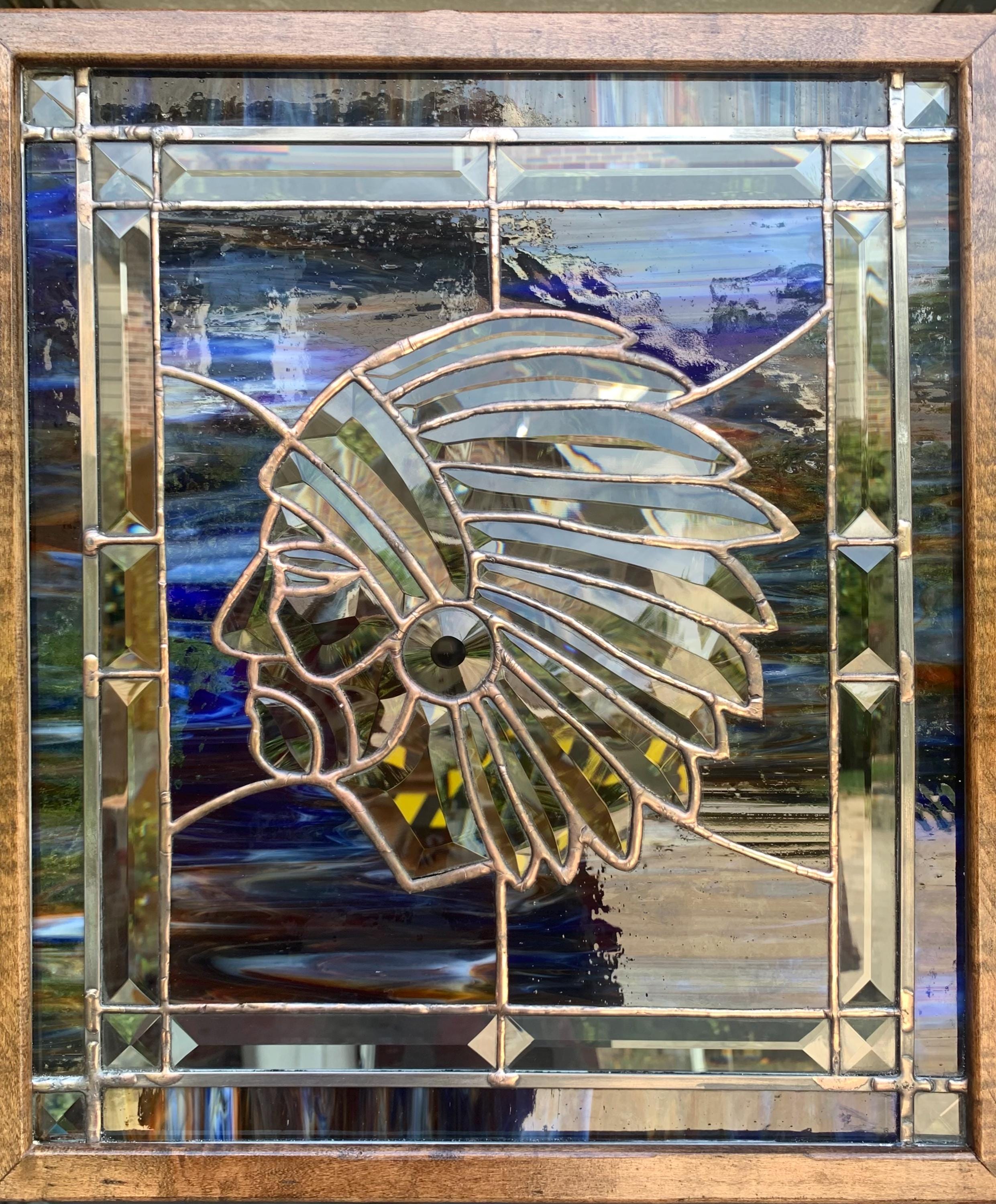 Native American Beveled Stained Glass Window - Etsy