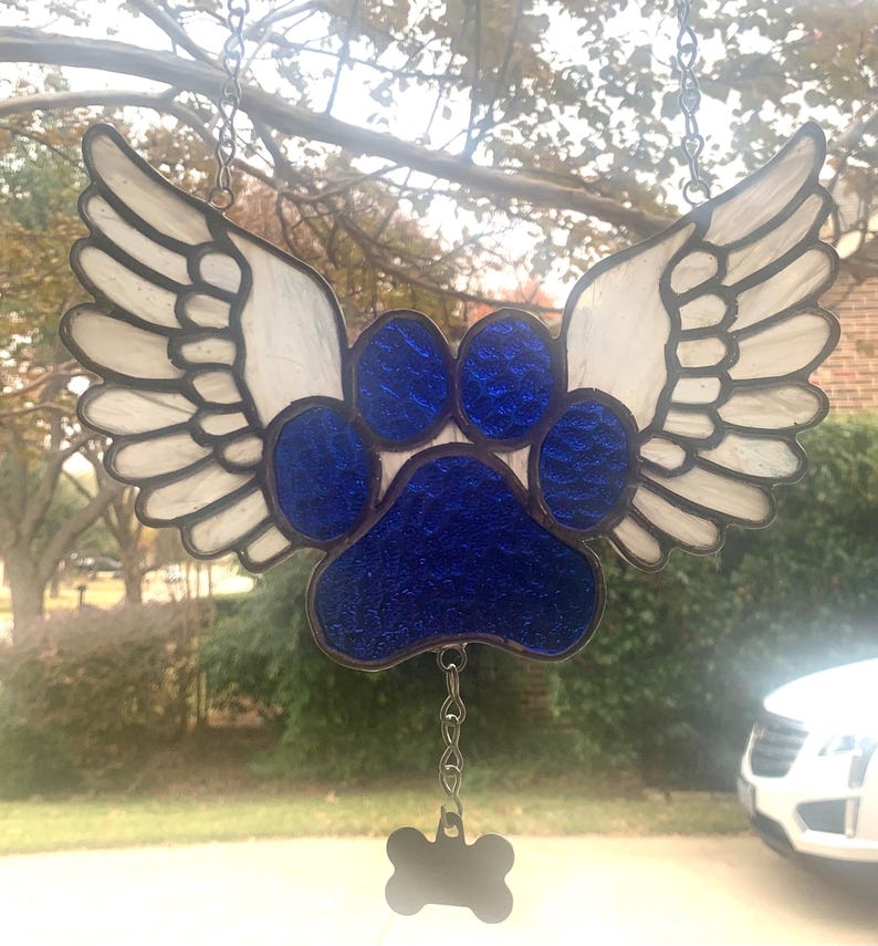 Dog Paw and Angel Wings Suncatcher - Etsy