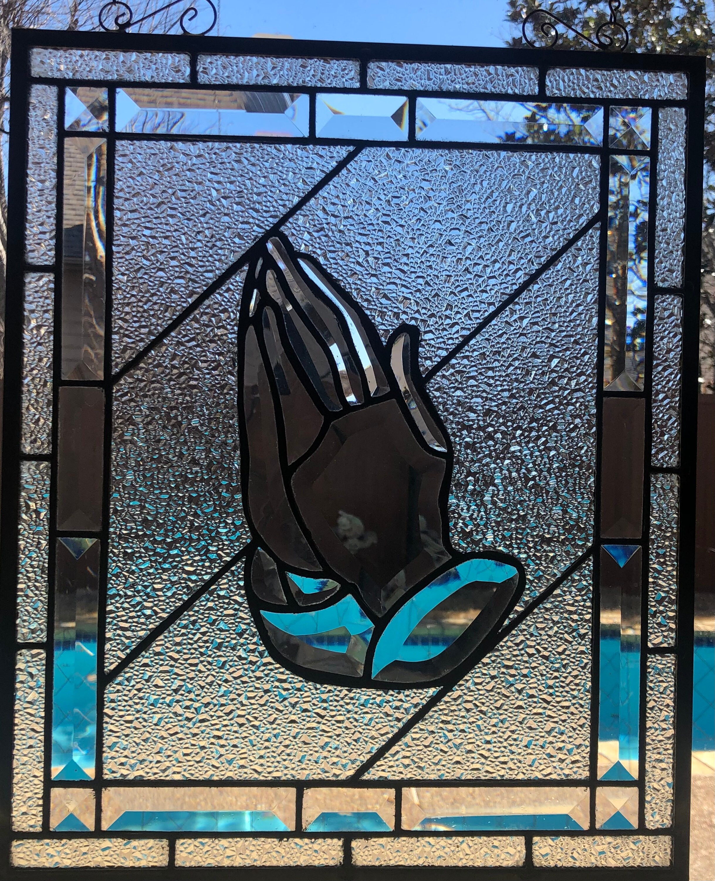 Praying Hands Beveled Stained Glass - Etsy