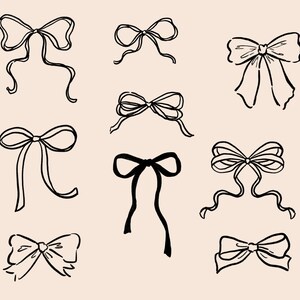 Hand-drawn Bow Clipart: PNG SVG Illustration Pack (digital Download) - Etsy