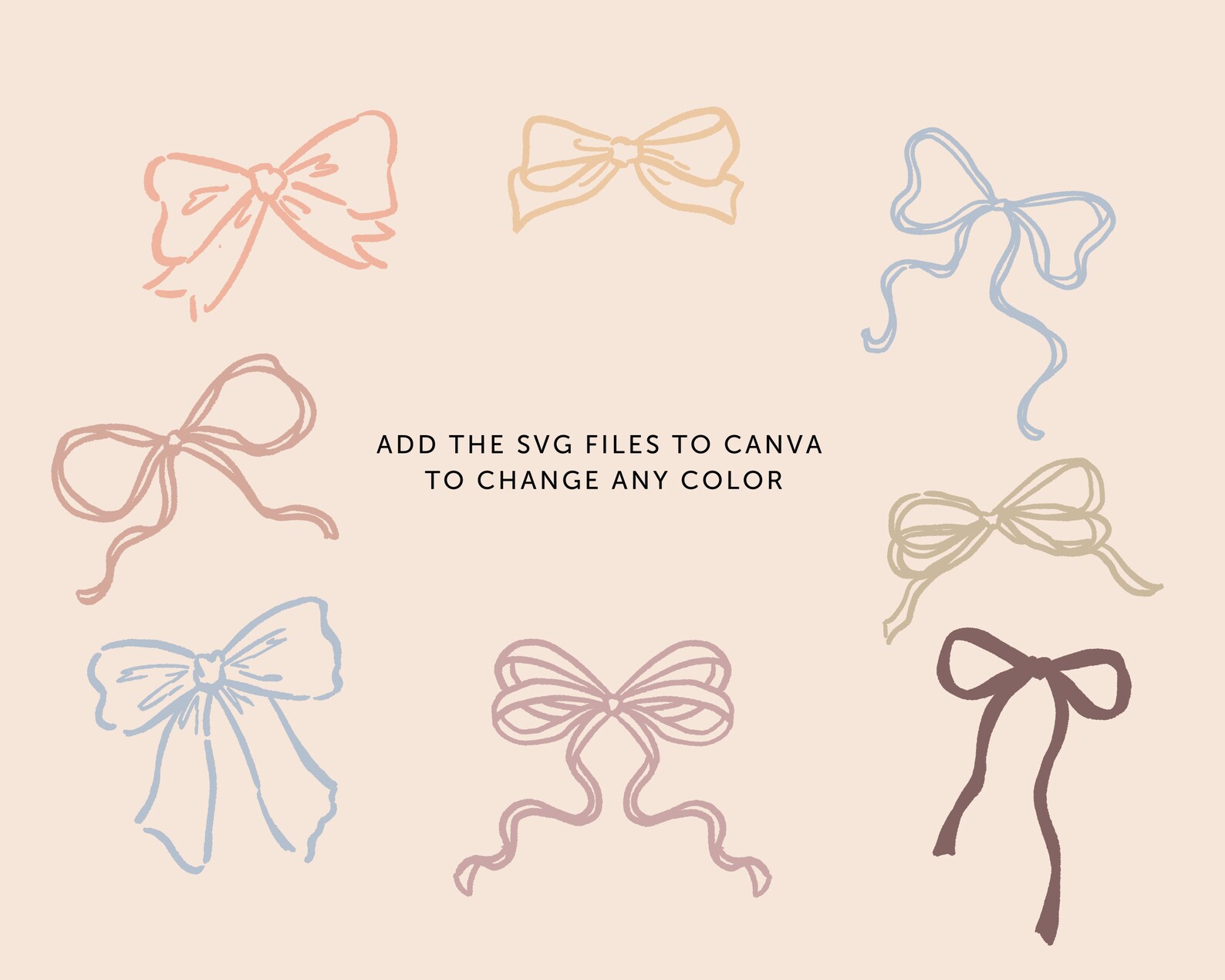 Hand-drawn Bow Clipart: PNG SVG Illustration Pack (digital Download) - Etsy