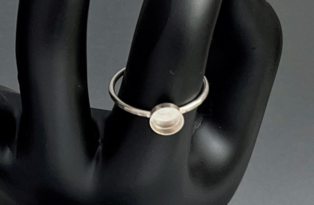 8 MM BEZEL Ring Base, 16 G Ring Shank, Sterling Silver Ring Base for ...