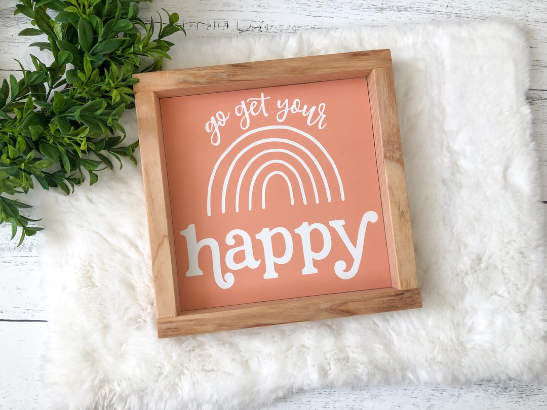 Go Get Your Happy Wood Sign: Boho Summer Decor (9.5x9.5) - Etsy