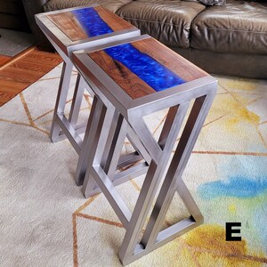 Custom Order Industrial Bar Stools - White Oak or Black Walnut - Epoxy ...