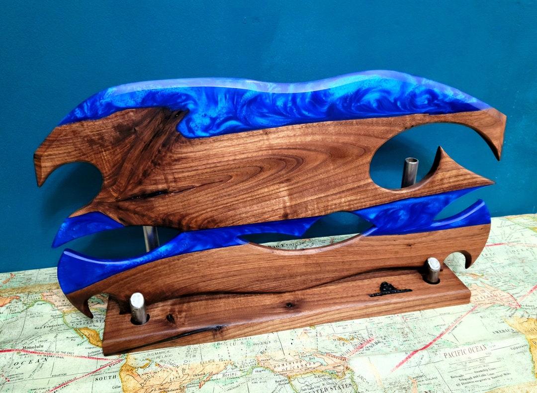 Ocean Blue Epoxy Resin Wave Art With Black Walnut Display - Etsy