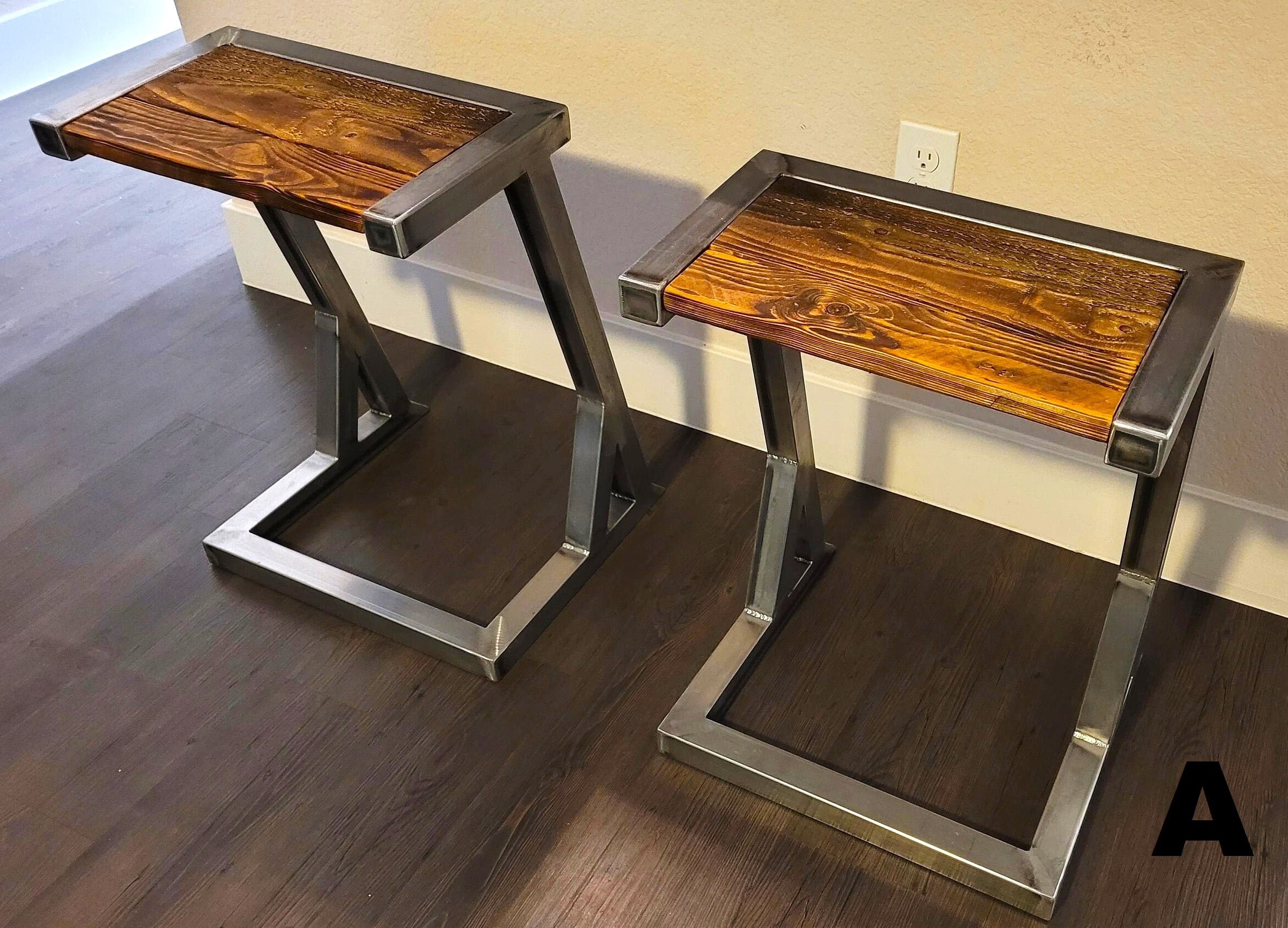 Custom Order Industrial Bar Stools White Oak or Black Walnut Epoxy ...