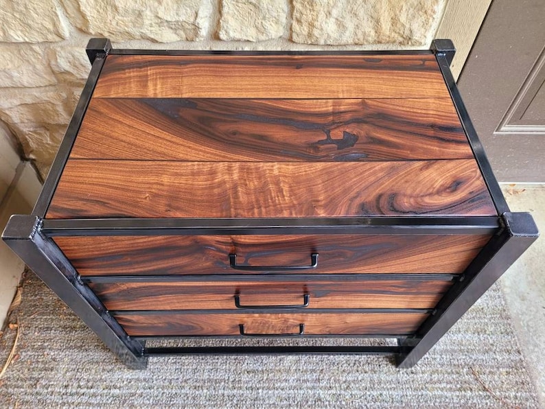 Start a Custom Order Industrial Rustic Nightstands With Colored Epoxy ...