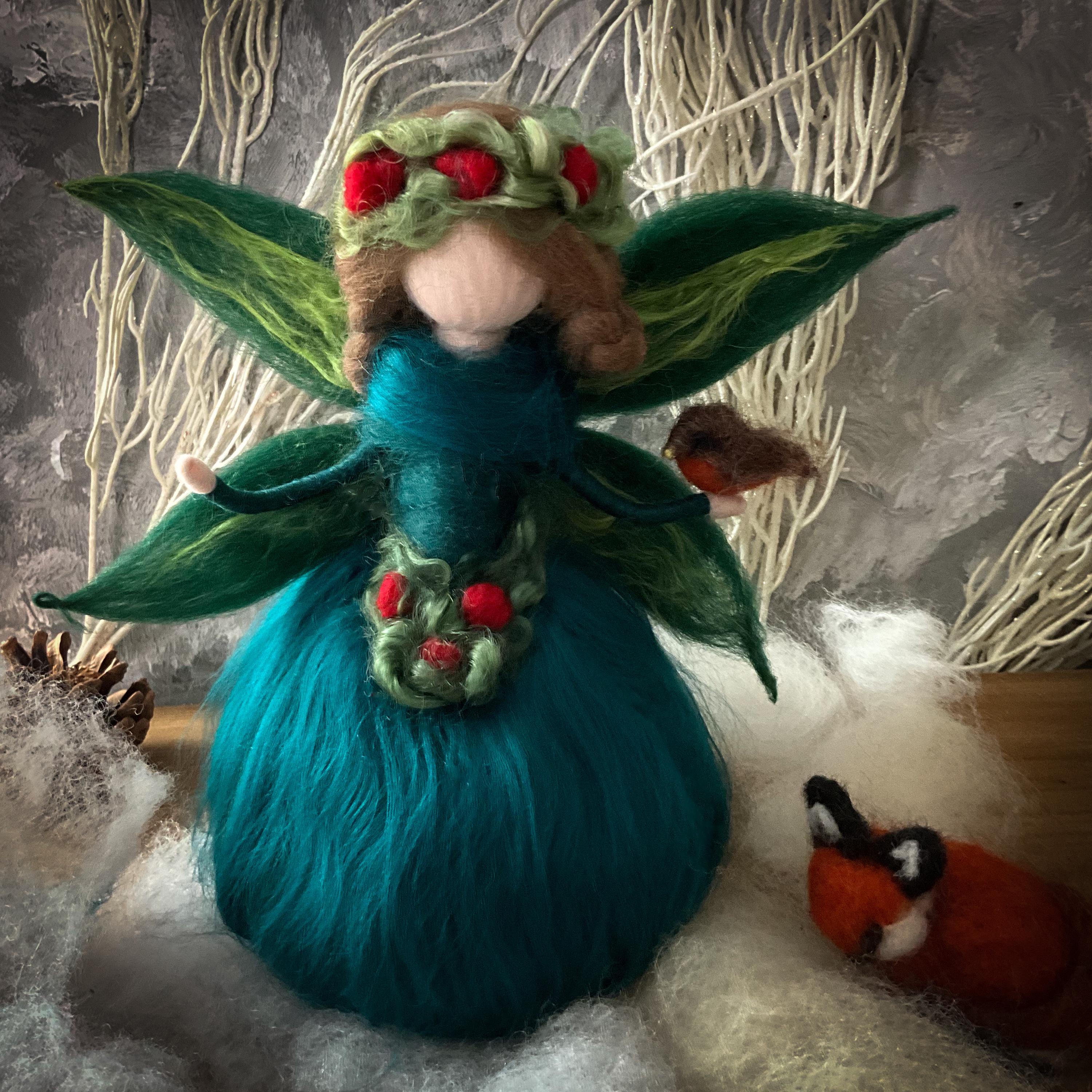 Needle Felted Christmas Forest Fairy Tree Topper With Robin: Wool Yule ...