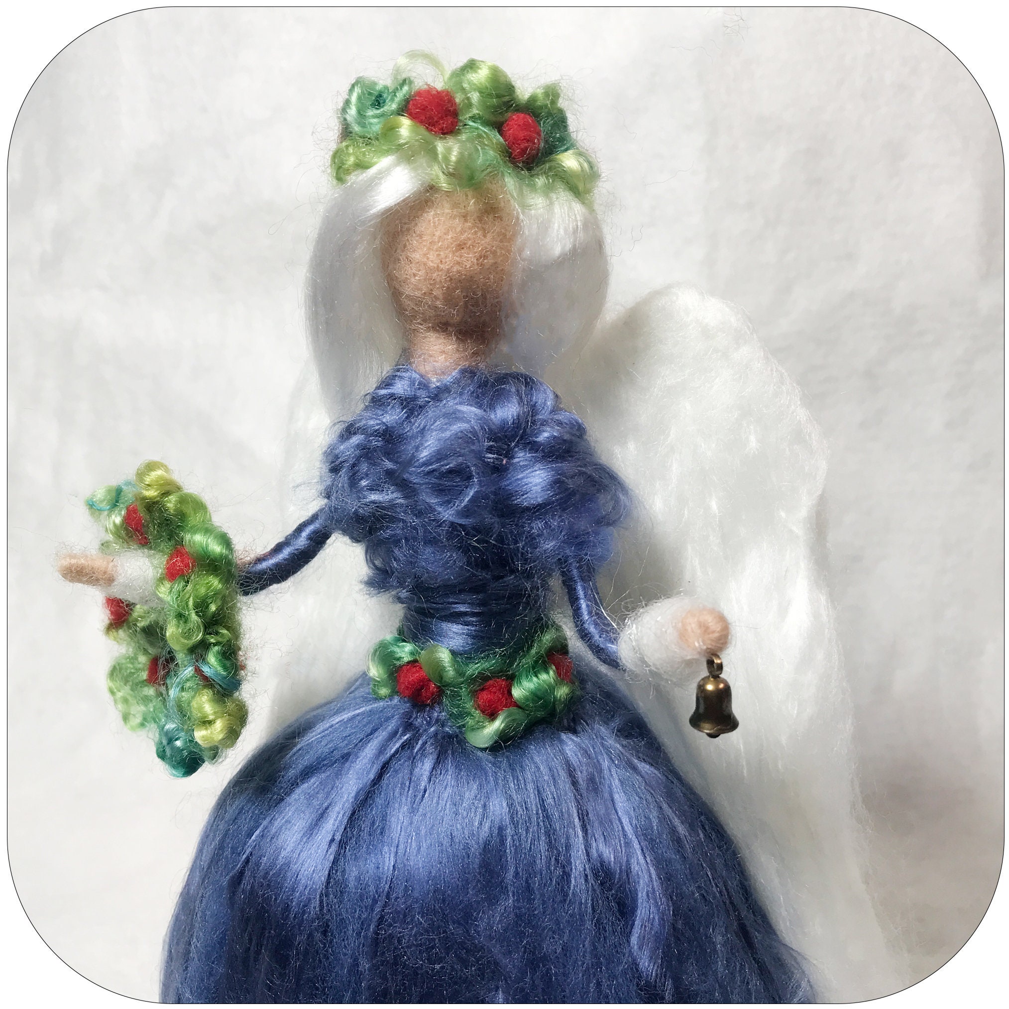 Blue Silk and Wool Shiny Snow Angel Tree Topper Waldorf - Etsy