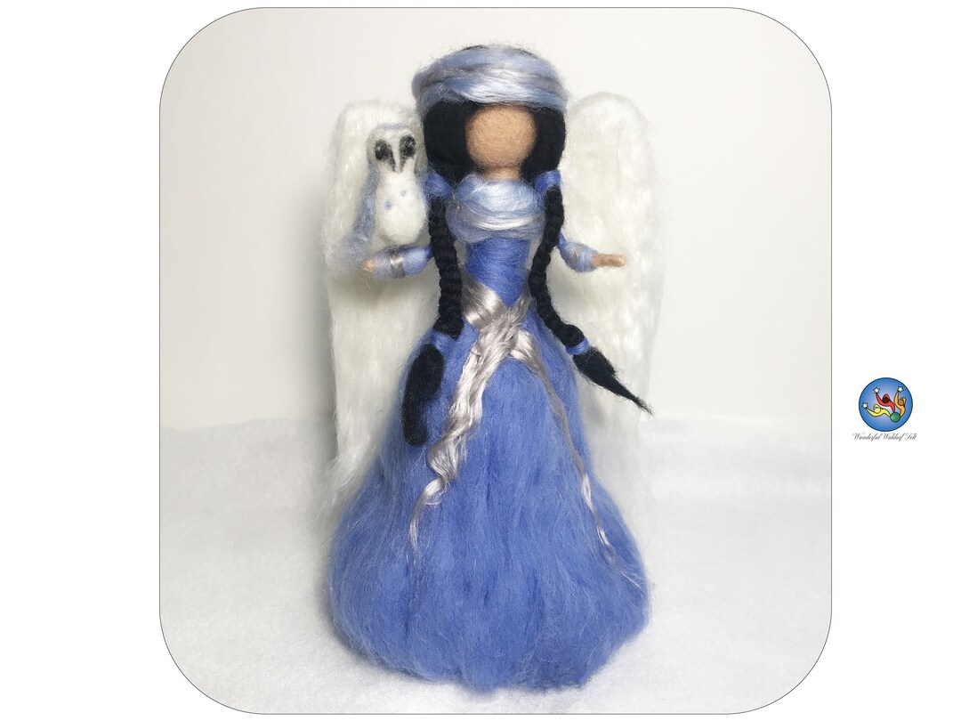 Native American Blue Snow Angel With Owl, Waldorf Inspired, Tree Topper ...