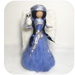 Native American Blue Snow Angel With Owl, Waldorf Inspired, Tree Topper ...
