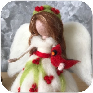 Angel With Cardinal Tree Topper: Needle Felt Waldorf Inspired Christmas ...