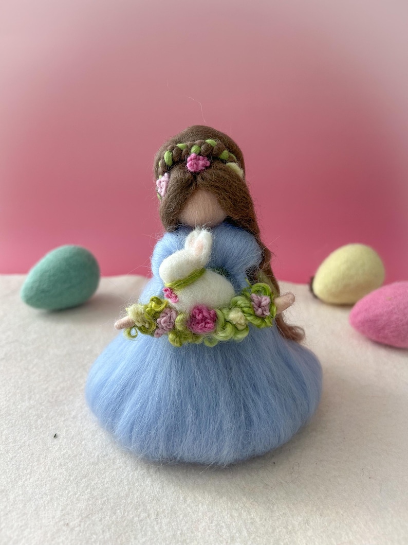Easter Waldorf Fairy With Bunny, Needle Felted Spring Nature Table ...