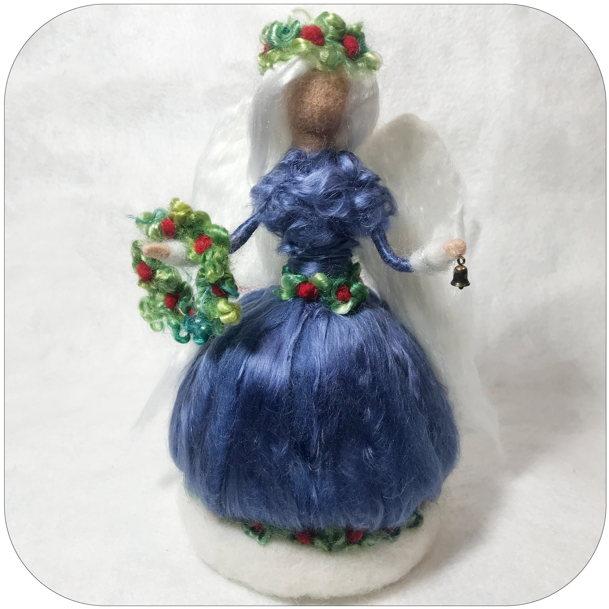 Blue Silk and Wool Shiny Snow Angel Tree Topper Waldorf - Etsy