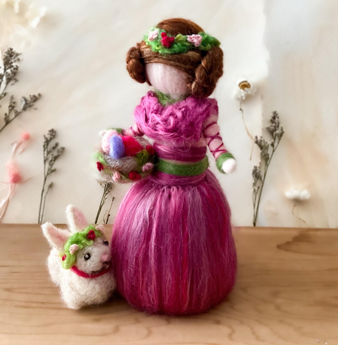 Needle Felted Lady Spring Fairy With Easter Eggs, Easter Table Decor, Waldorf Wool Doll, Ostara ...