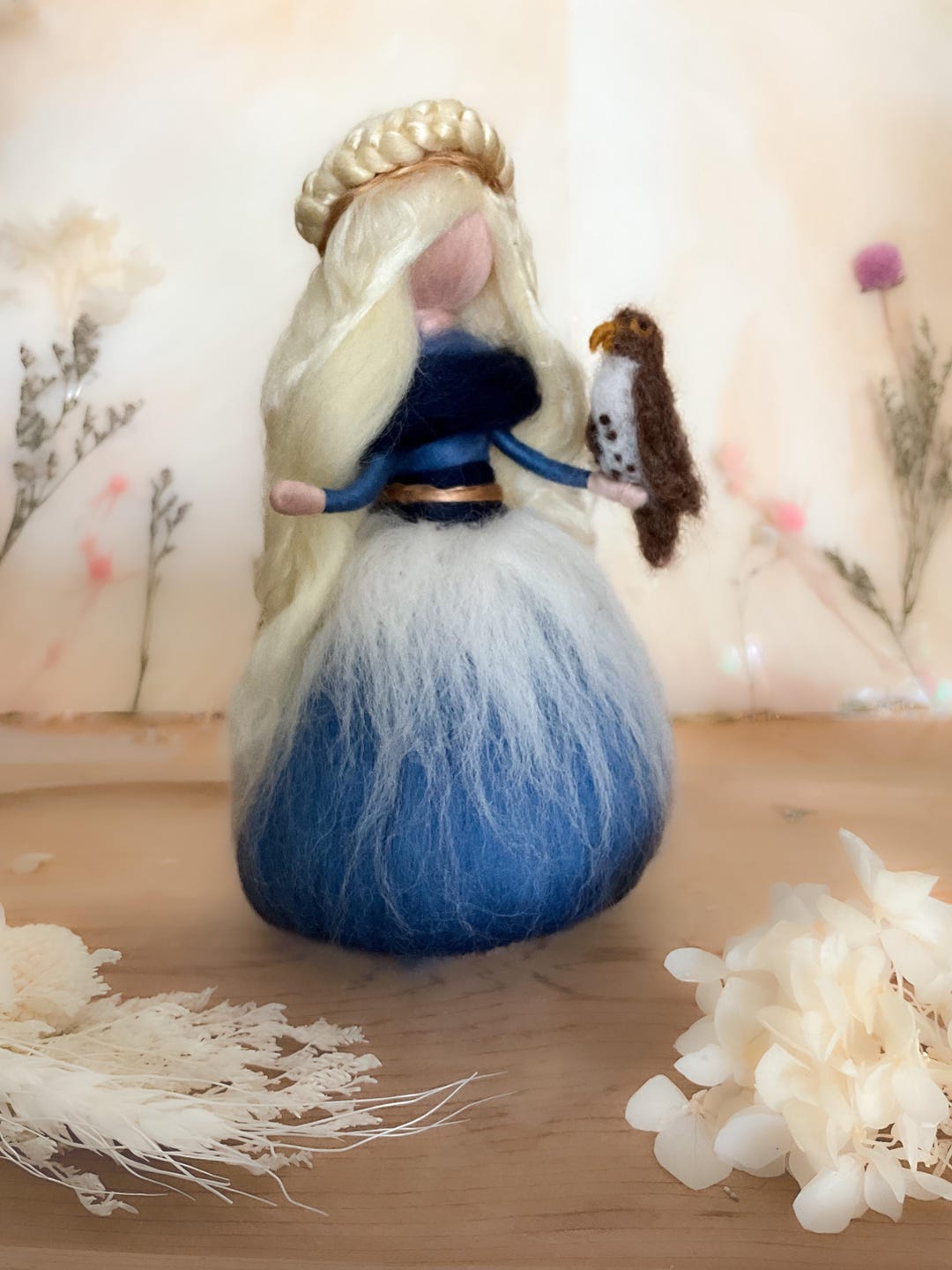 Fairy of the Falcons – Handmade Needle Felted Fairy Figurine With ...