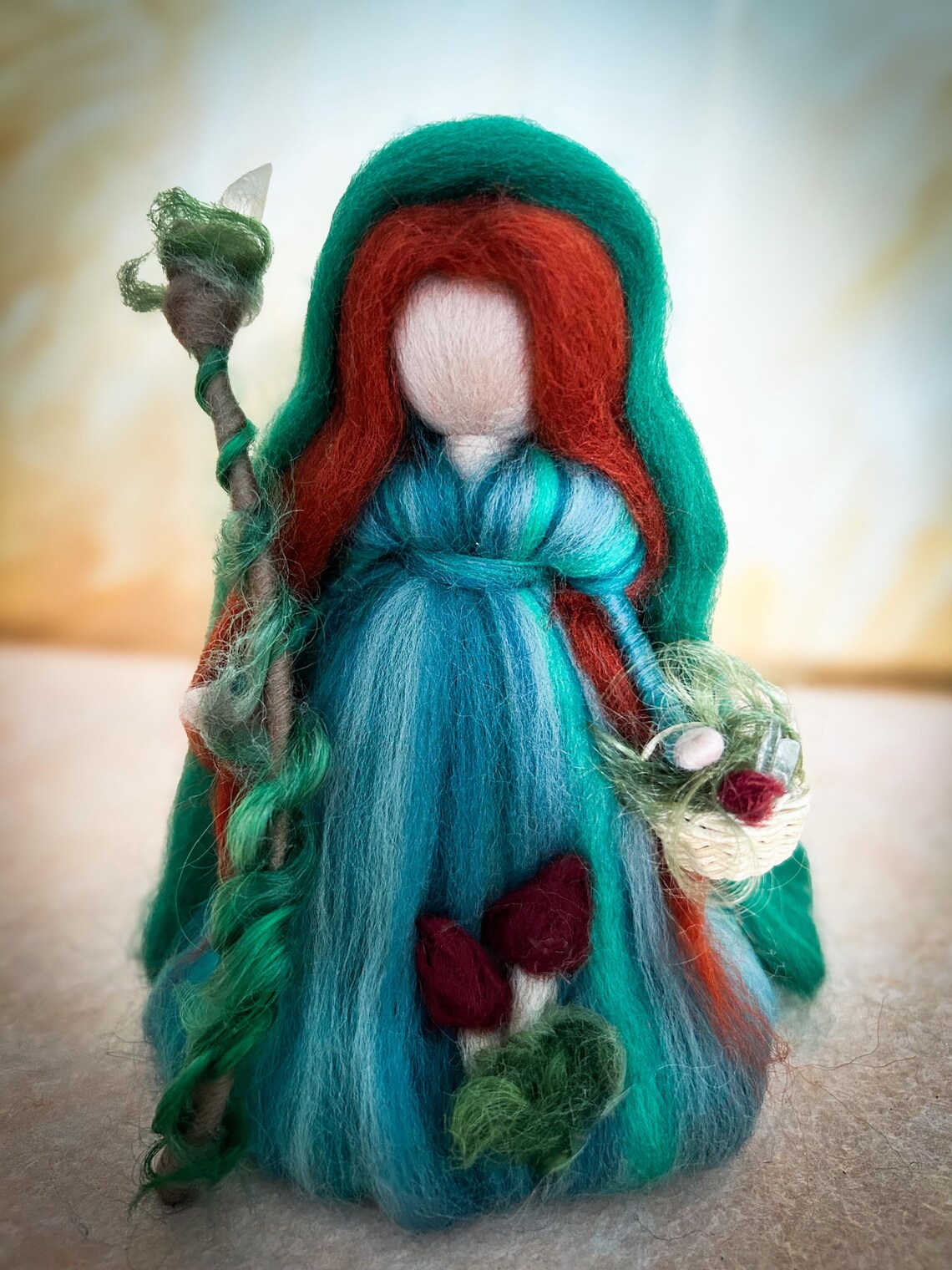 Needle Felted Forest Lady Doll | Whimsical Wool Fairy Figurine, Nature ...