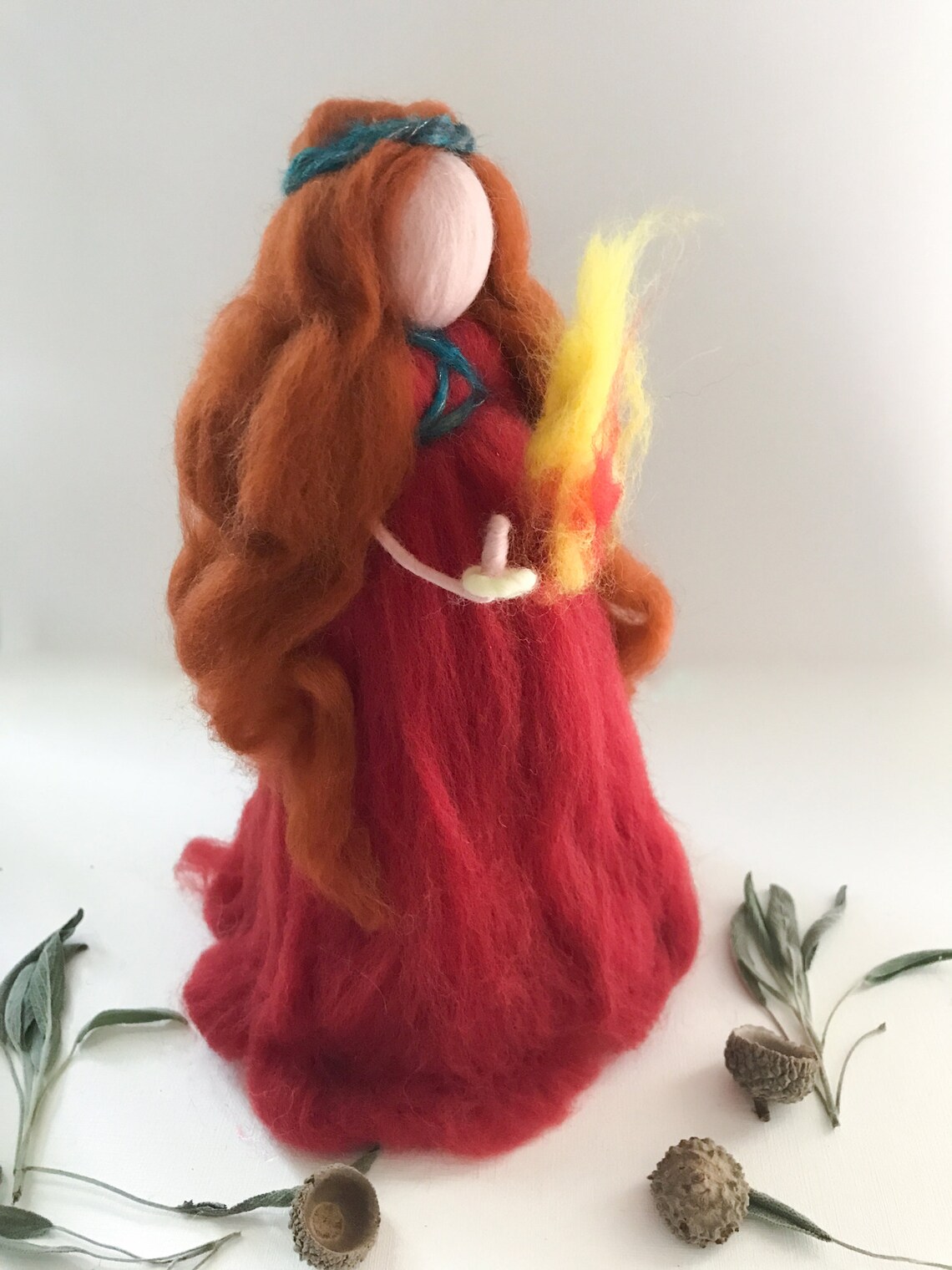 Brigid Goddess Pagan Tree Topper Imbolc Wool Figurine. | Etsy