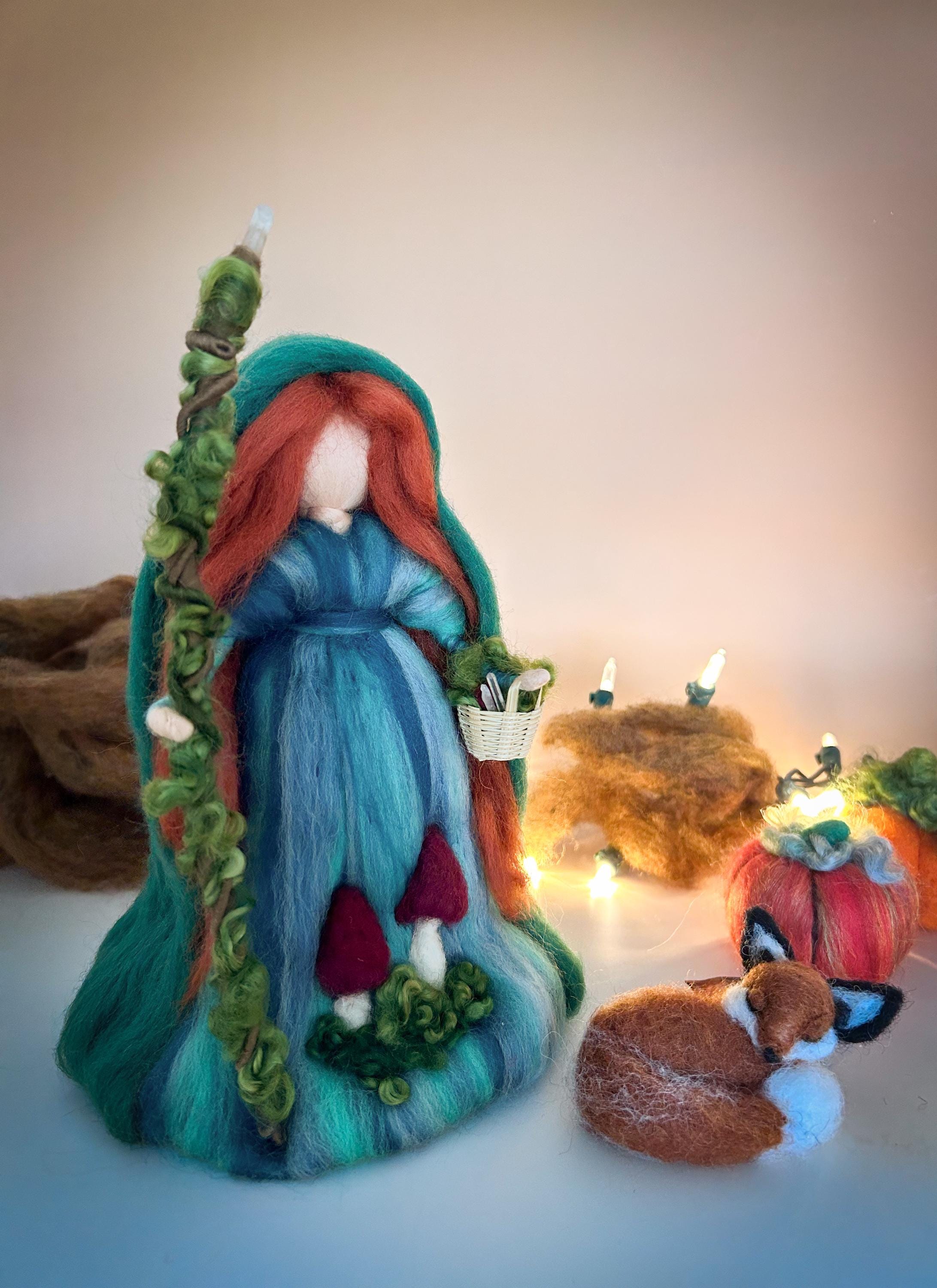 Needle Felted Forest Lady Doll | Whimsical Wool Fairy Figurine, Nature ...