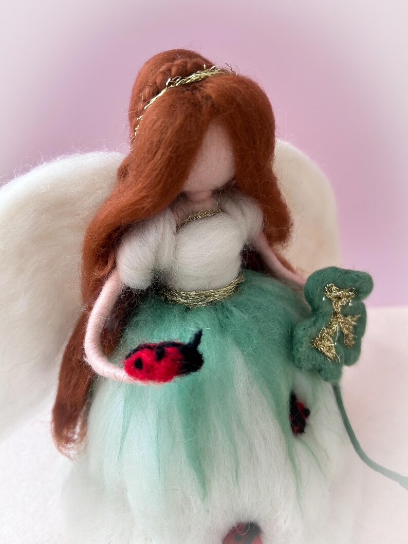 St. Patrick’s Day Angel Figurine, Needle Felted Irish Wool March Angel ...