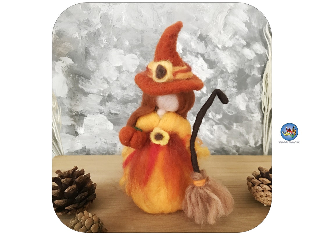 Harvest Witch Doll With Pumpking. Samhain, Halloween Decoration. Needle ...