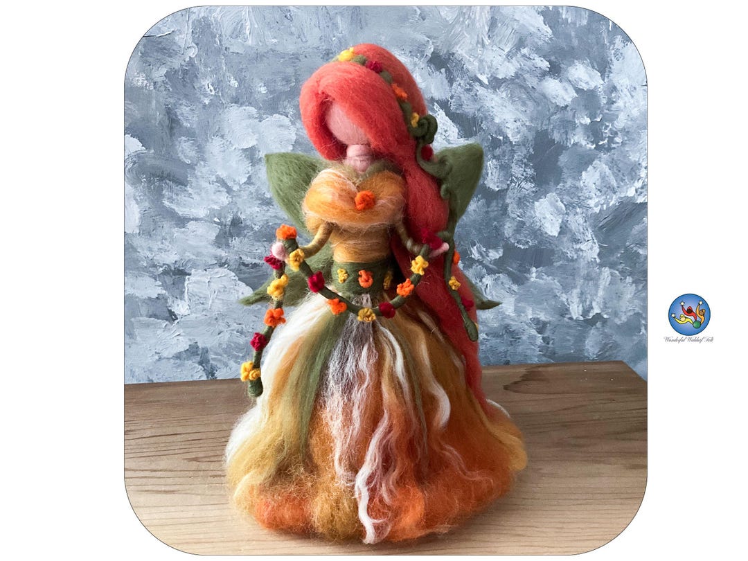 Needle Felted Autumn Fairy in Wool and Silk Accents. Waldorf Inspired ...