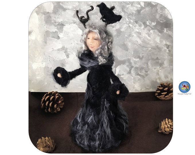 Samhain Crone Goddess. Cailleach Figurine. Needle Felted Yule/winter ...