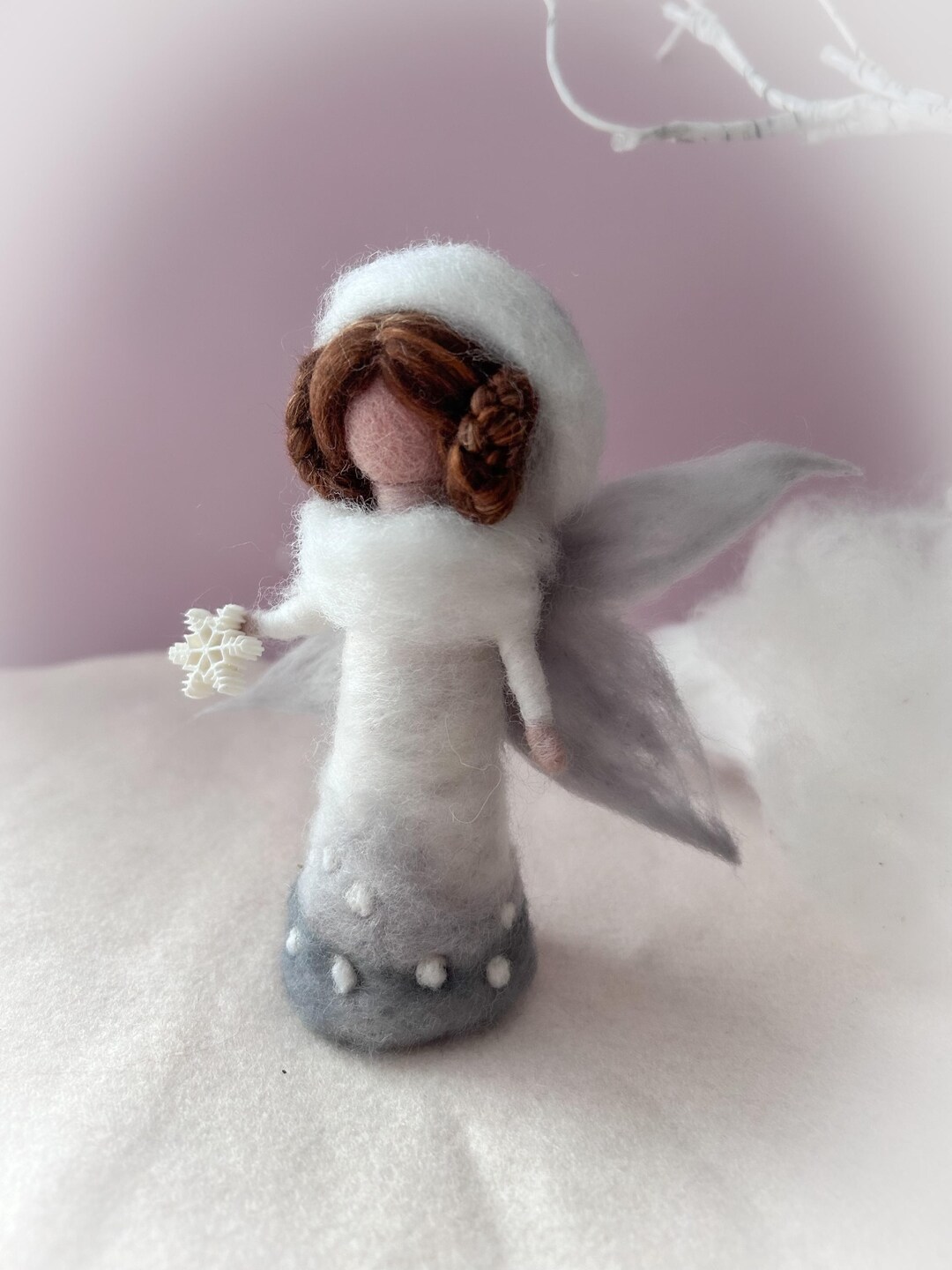 Winter Snow Angel – Needle Felted Wool Standing Figurine, Handmade ...