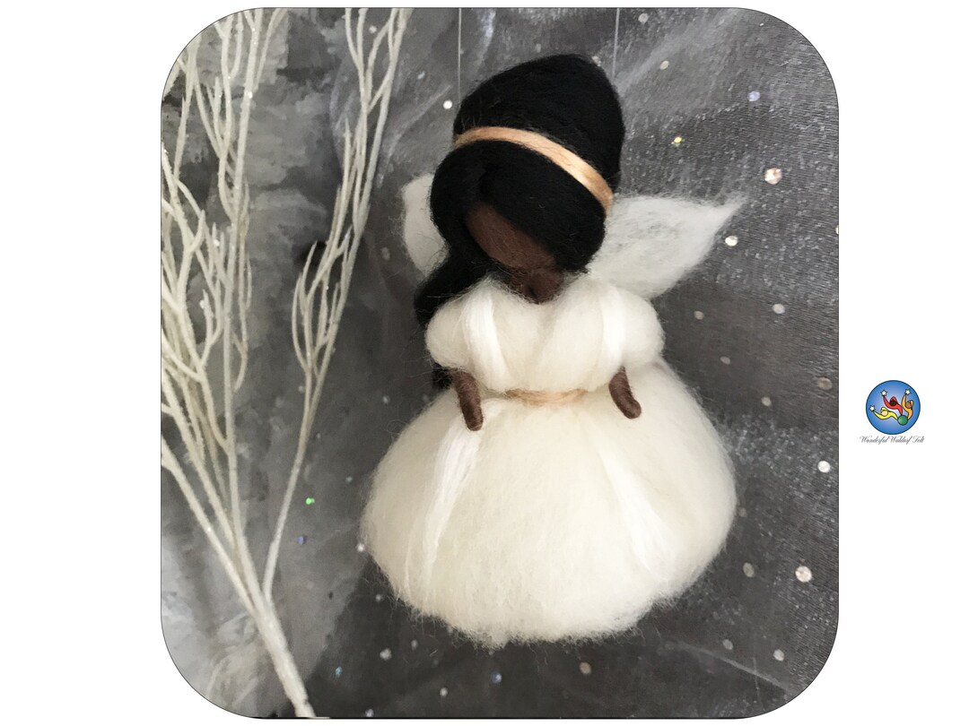 Christmas Dark Skin Angel Ornament Decoration. Needle Felted Waldorf ...