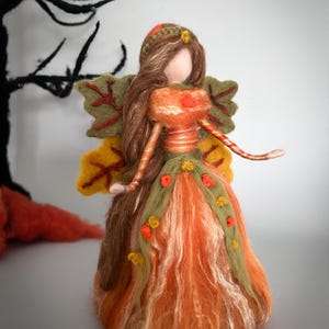 Rowan Autumn Leaves Fairy – One-of-a-kind 9-inch Needle-felted Waldorf ...