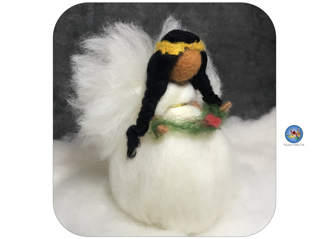 Native American Angel Tree Topper, Tan Skinned, Needle Felt Waldorf ...